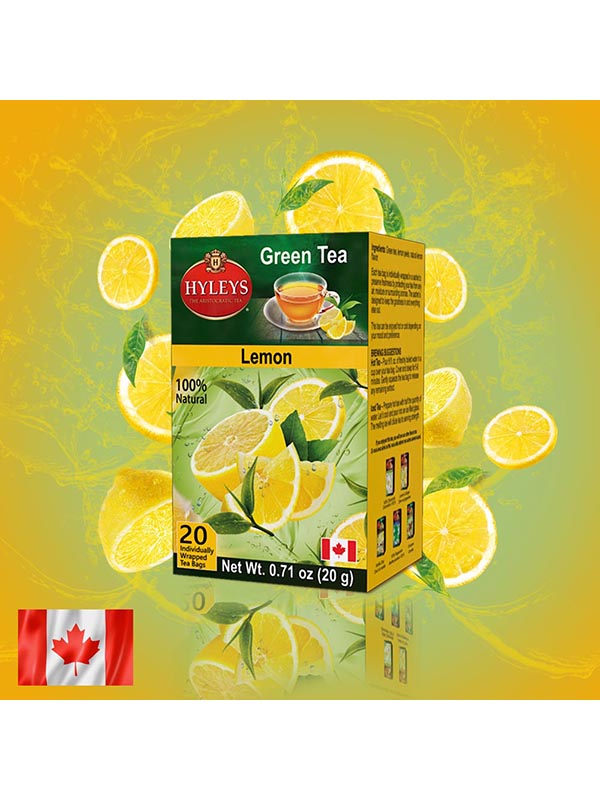 GREEN TEA LEMON – 20 INDIVIDUALLY WRAPPED TEA BAGS – Regency Teas (PVT) LTD