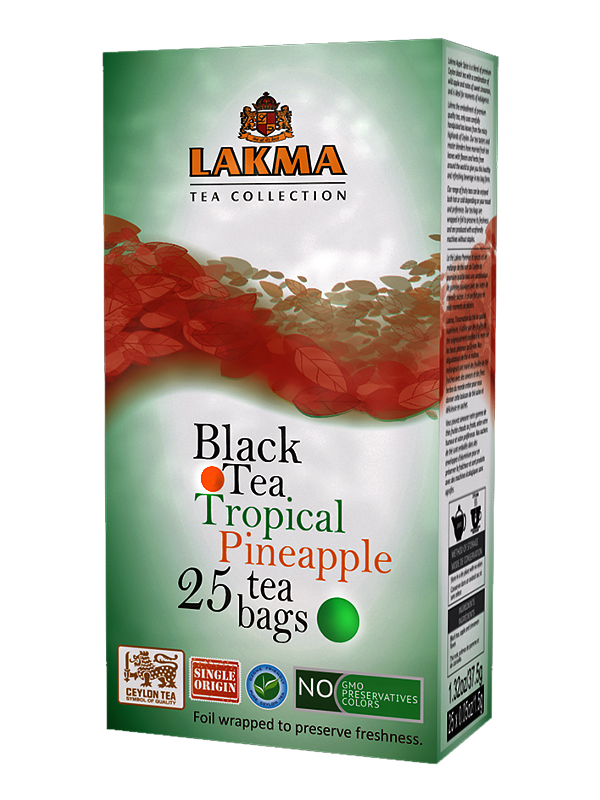 BLACK TEA TROPICAL PINEAPPLE – 25 TEA BAGS WRAPPED IN FOIL POUCH ...