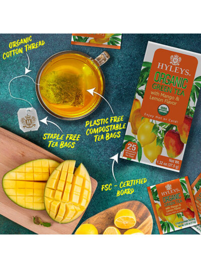 ORGANIC GREEN TEA WITH MANGO & LEMON FLAVOR – 25 INDIVIDUALLY WRAPPED ...