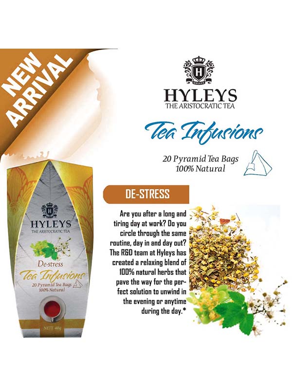 TEA INFUSIONS DE-STRESS – 20 PYRAMID TEA BAGS – Regency Teas (PVT) LTD