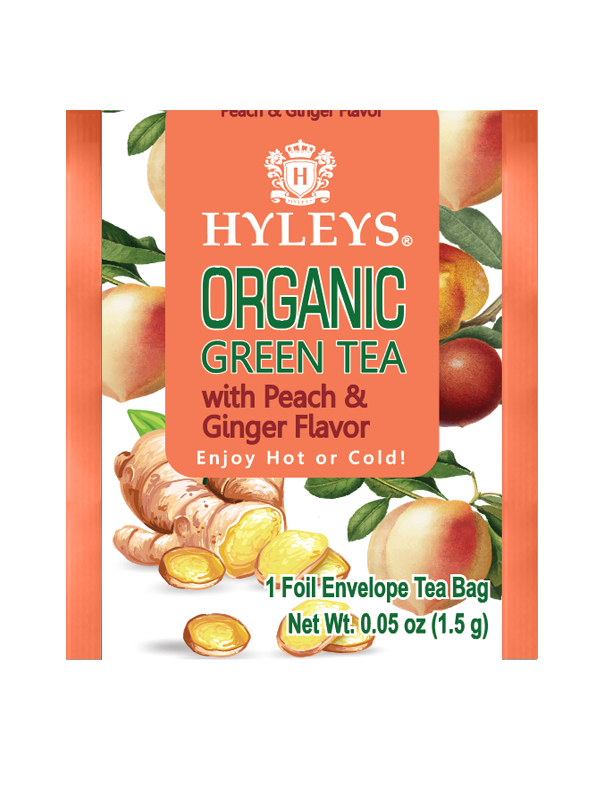 ORGANIC GREEN TEA WITH PEACH & GINGER FLAVOR – 25 INDIVIDUALLY WRAPPED ...